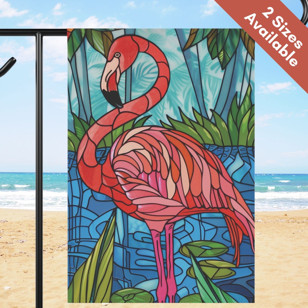 Pink Flamingo Garden Flag, Colorful Tropical Summer Yard Art Flag ...