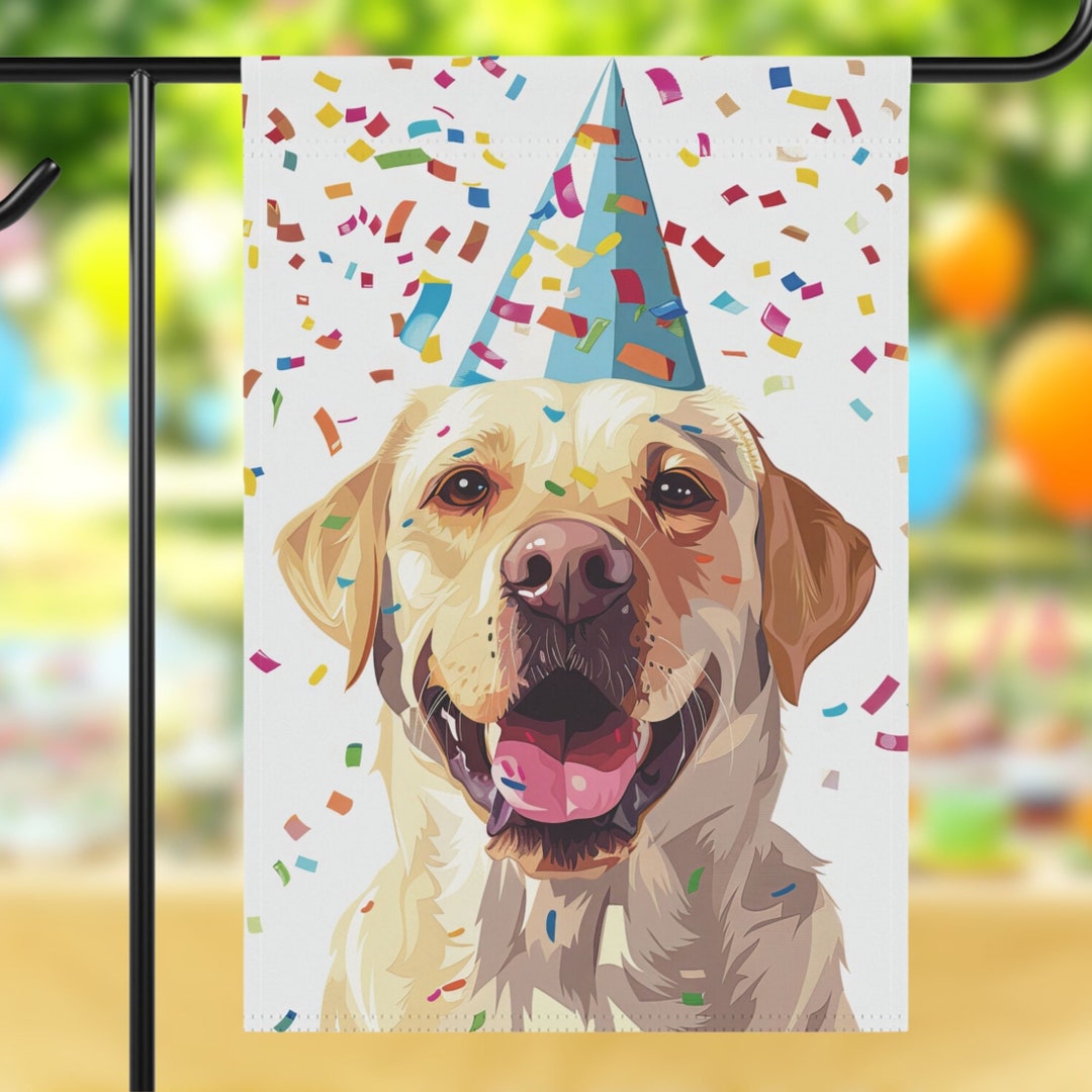 Yellow Lab Birthday Flag, Dog Birthday Garden Flag, Cream Labrador ...