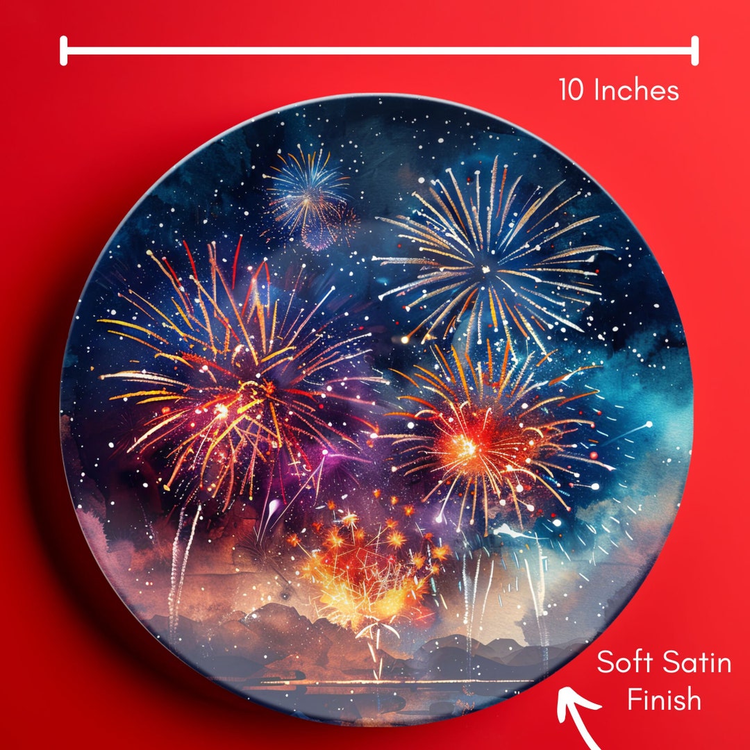 4th of July Fireworks Plates in Red White Blue Dinnerware Set, Indoor ...