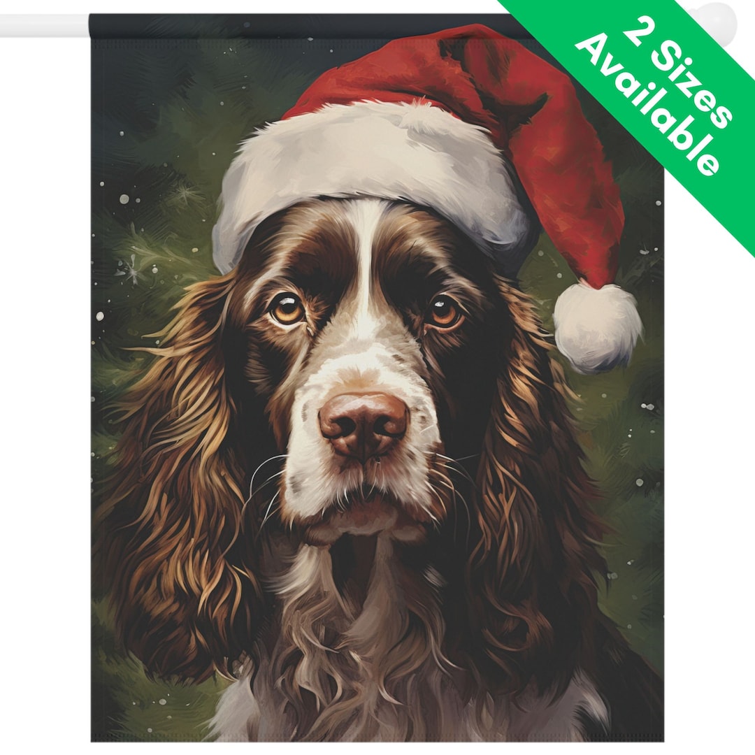 Brown English Springer Spaniel Christmas Garden Flag, Liver and White ...