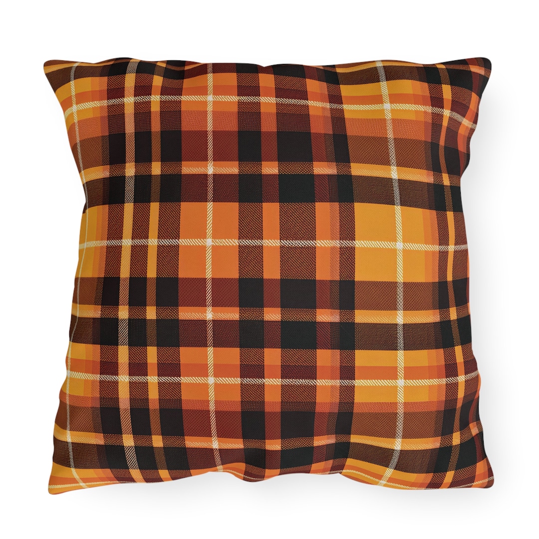 Outdoor Fall Plaid Pillow for Porches and Patio UV Water - Etsy
