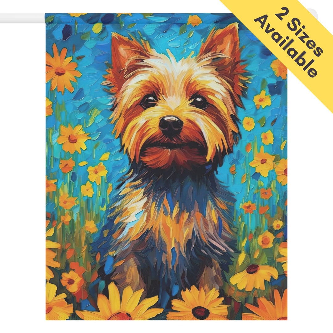 Yorkshire Terrier Garden Flag Gift for Yorkie Dog Lover, Sunflowers ...