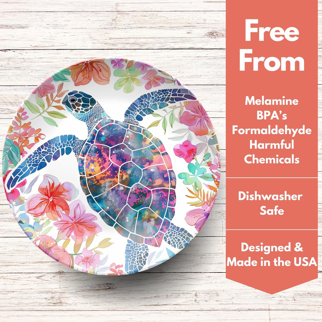 Sea Turtle Plate Tropical Summer Dinnerware, Beach Home Ocean Sea ...