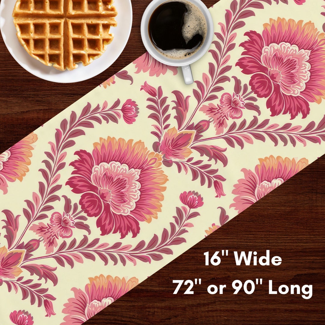 Regency Fabric Table Runner, Pink Cream Romance Rococo Inspired Cloth ...