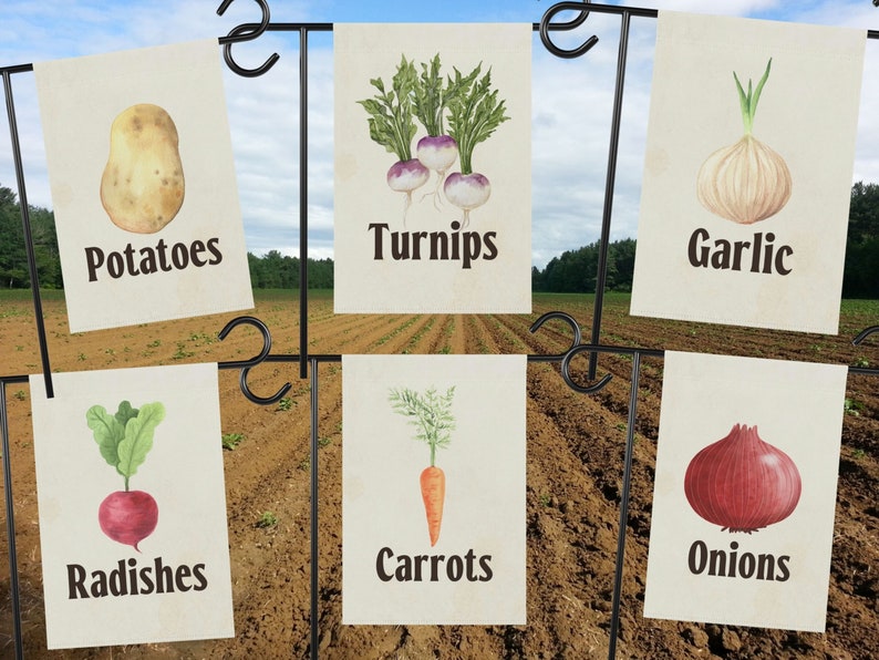 Large Print Garden Plant Marker Flags Easy to Read Crop - Etsy