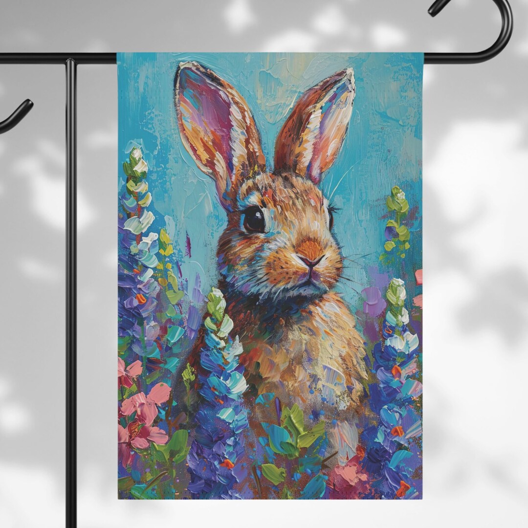 Spring Rabbit Garden Flag, Easter Bunny Yard Decor With Colorful ...
