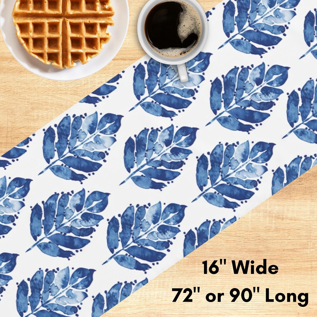 Summer Boho Table Runner, Royal Blue and White Tie Dye Fabric Table ...