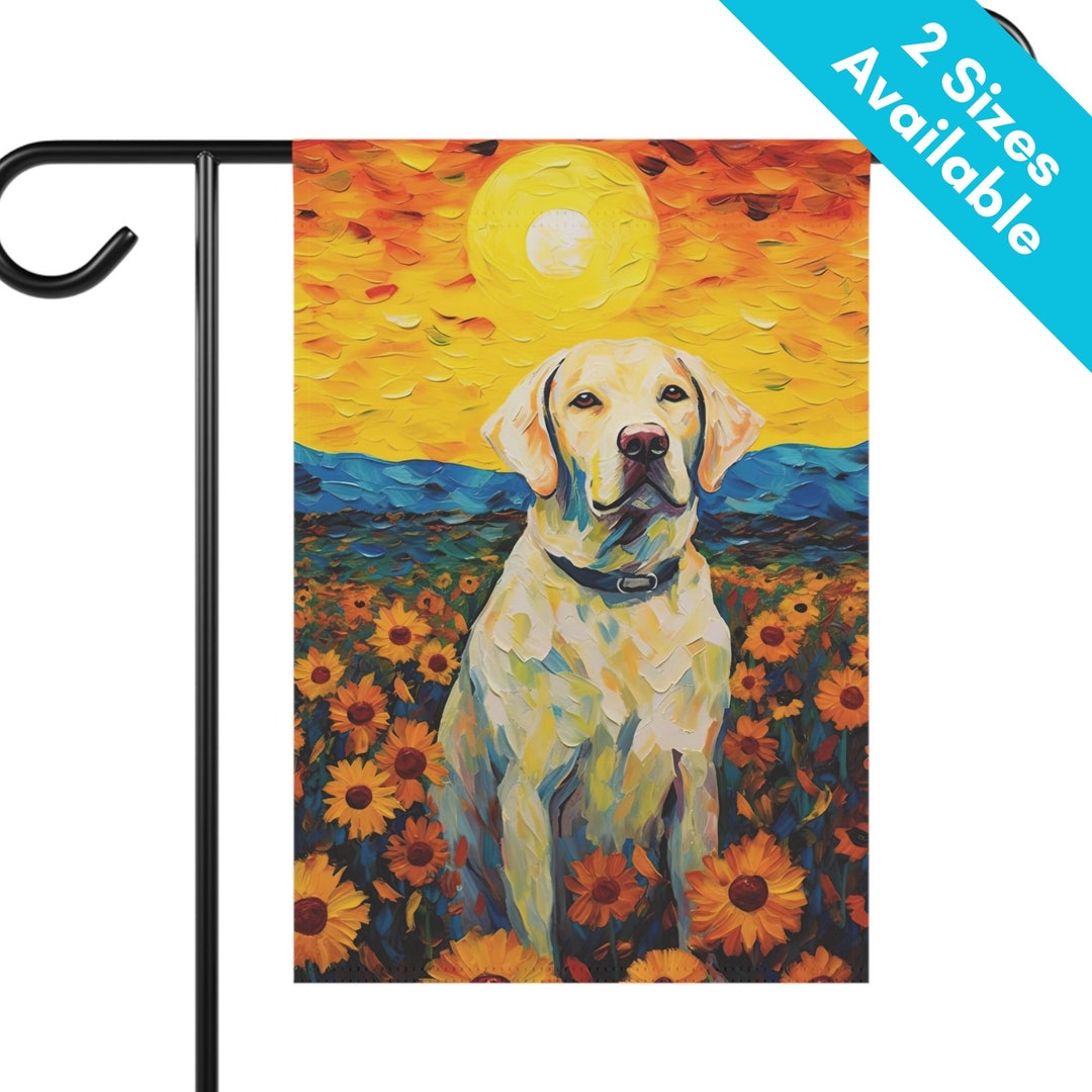 White Labrador Garden Flag Gift Colorful Flowers White Lab - Etsy