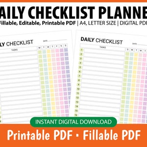 Editable Daily Checklist, Daily Task Planner Template, Minimal Daily ...