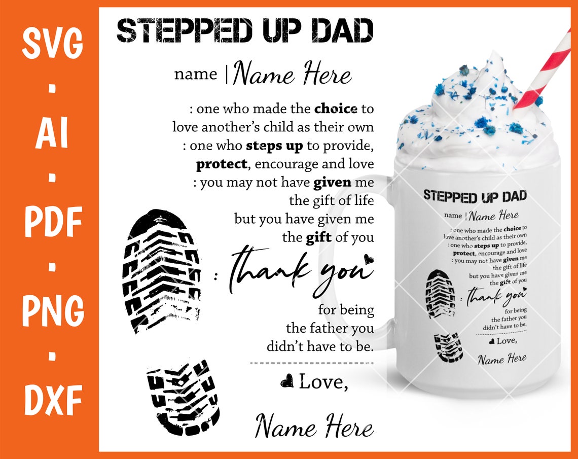 Stepped up Dad Svg File Father's Day Svg, Personalized Svg, Stepdad Svg ...