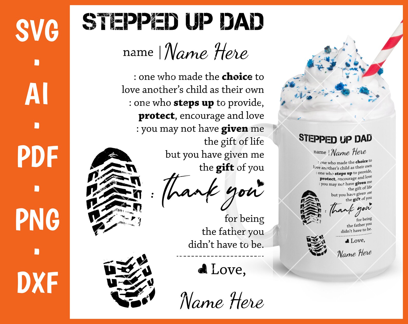 Stepped up Dad Svg File Father's Day Svg, Personalized Svg, Stepdad Svg ...