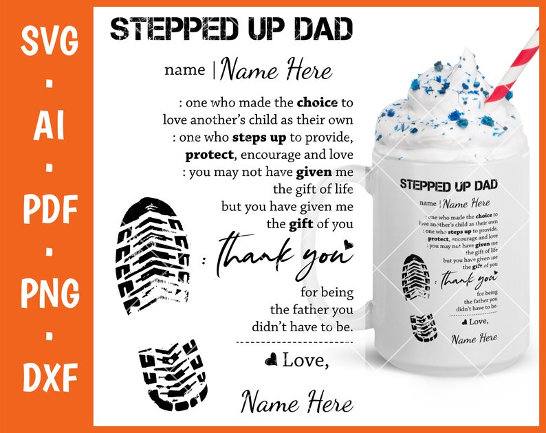Stepped up Dad Svg File Father's Day Svg, Personalized Svg, Stepdad Svg ...