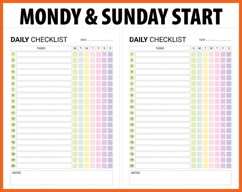 Editable Daily Checklist, Daily Task Planner Template, Minimal Daily ...