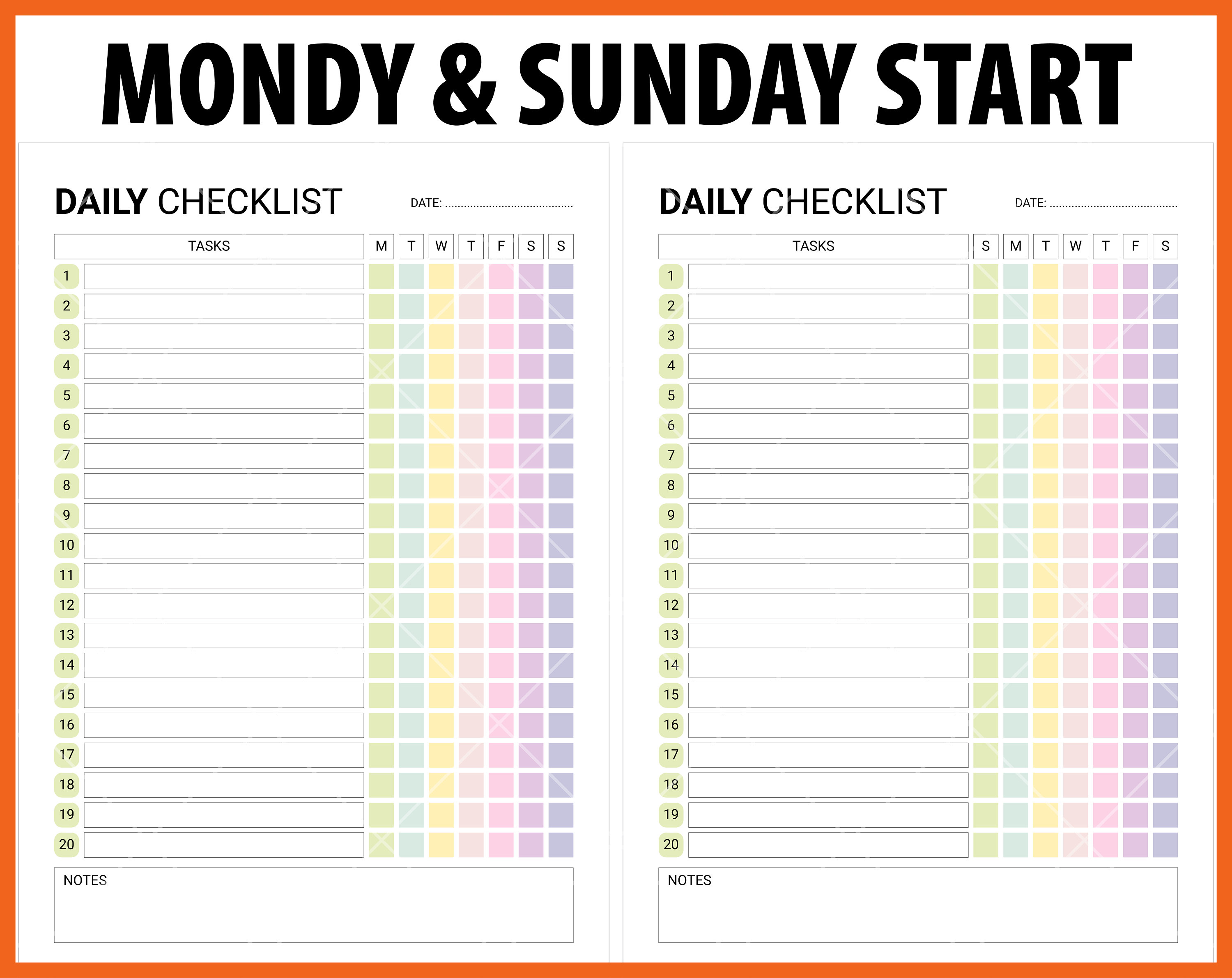 Editable Daily Checklist, Daily Task Planner Template, Minimal Daily ...