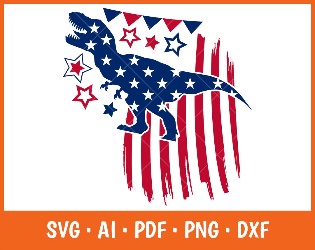 Patriotic Dinosaur Svg, 4th of July Svg, USA T-rex Cut Files, Dino ...