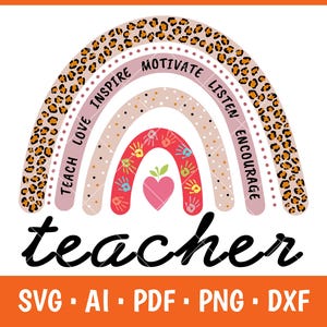Rainbow Teacher Life Teach Love Inspire Svg, Gift for Teacher ...