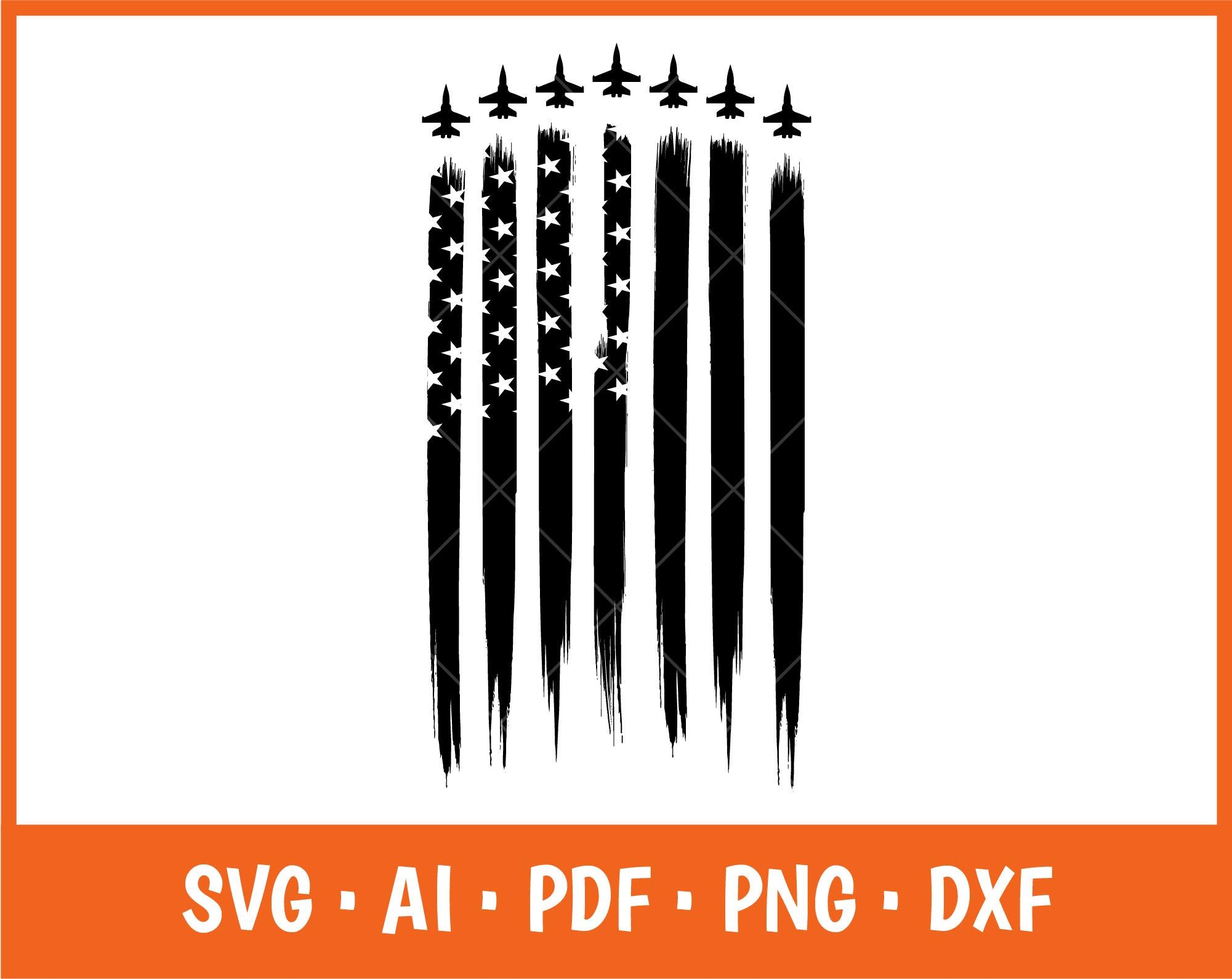 Air Force Fighter Jet Flag Svg, Military Plane Svg, Tattered Flag Svg ...