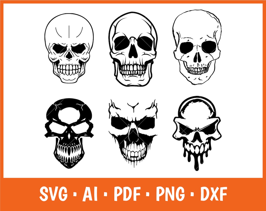 Skull Svg Files for Cricut and Silhouette Svg, Skull Vector Instant ...