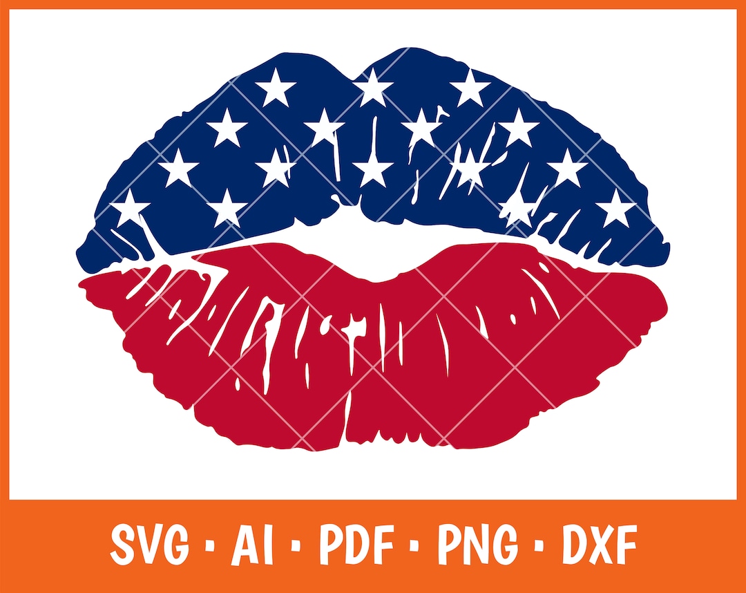 USA Lips Kiss Svg, Patriotic Svg, Fourth of July Svg, America Svg, 4th ...