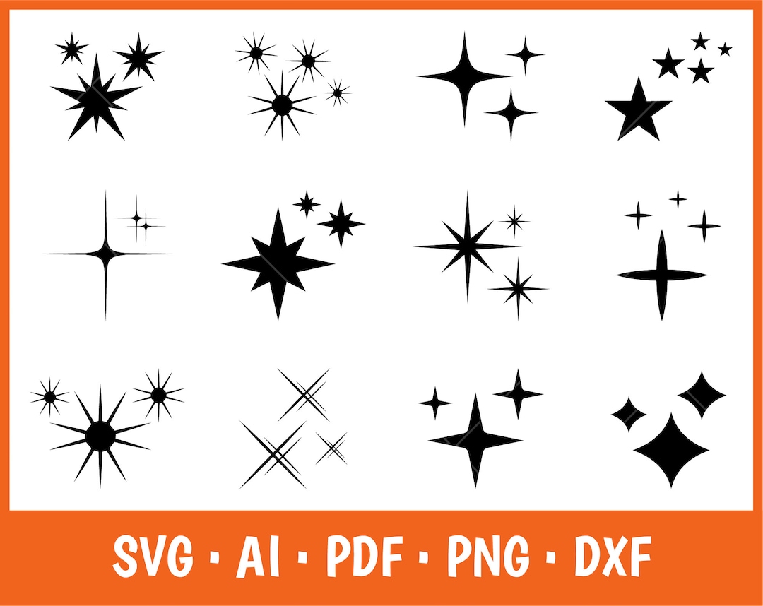 Stars Svg, Sparkle Stars Bundle Digital File Available for Instant ...