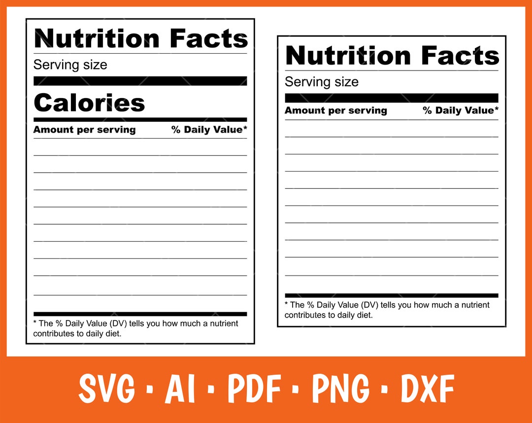 Nutrition Facts Label SVG: Blank Template Clipart (digital Download ...