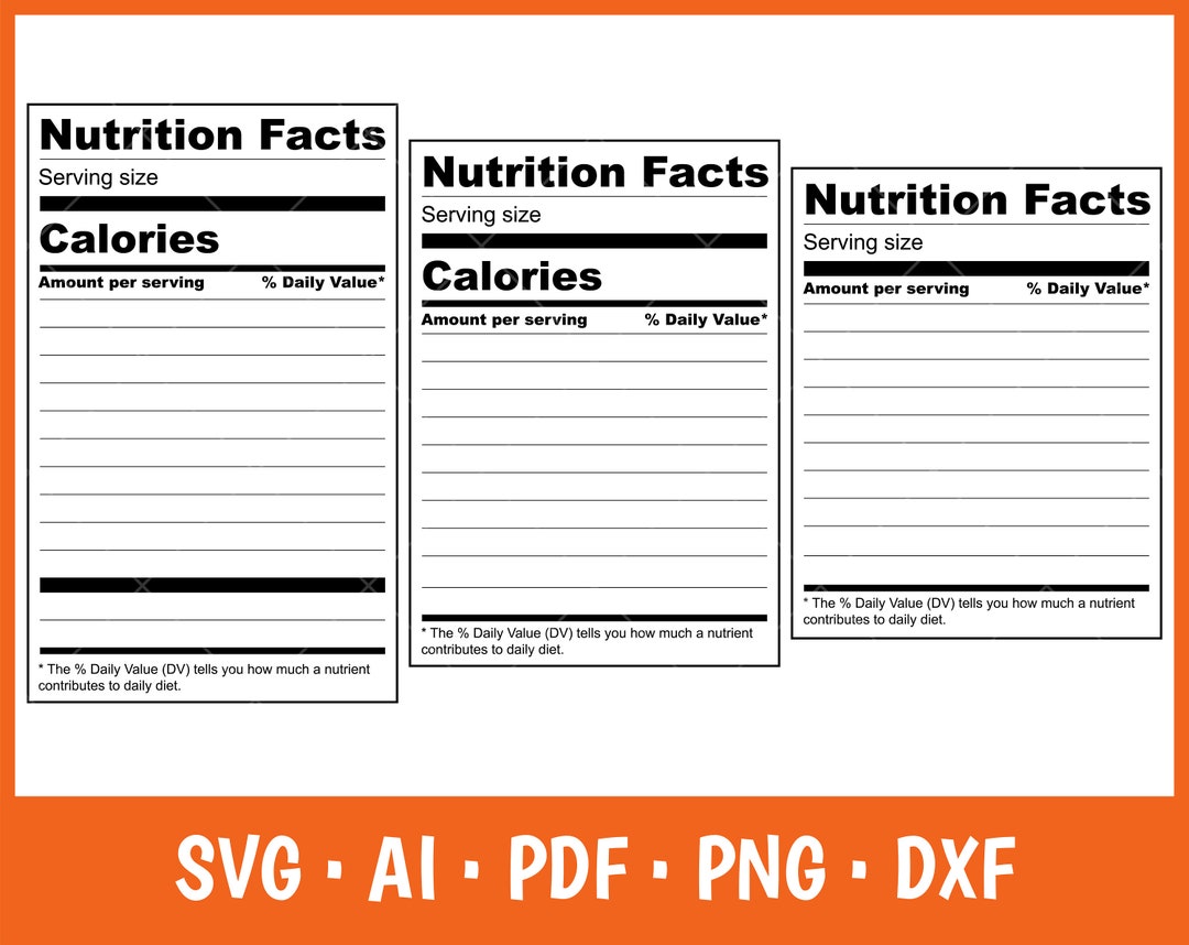 Nutrition Facts Label SVG: Blank Template Clipart (digital Download) - Etsy
