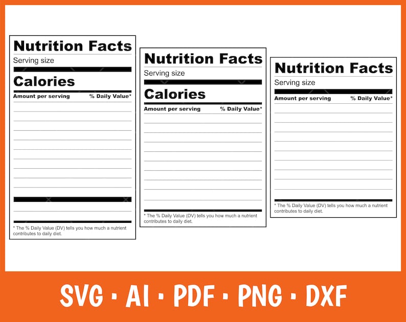 Nutrition Facts Label SVG: Blank Template Clipart (digital Download) - Etsy