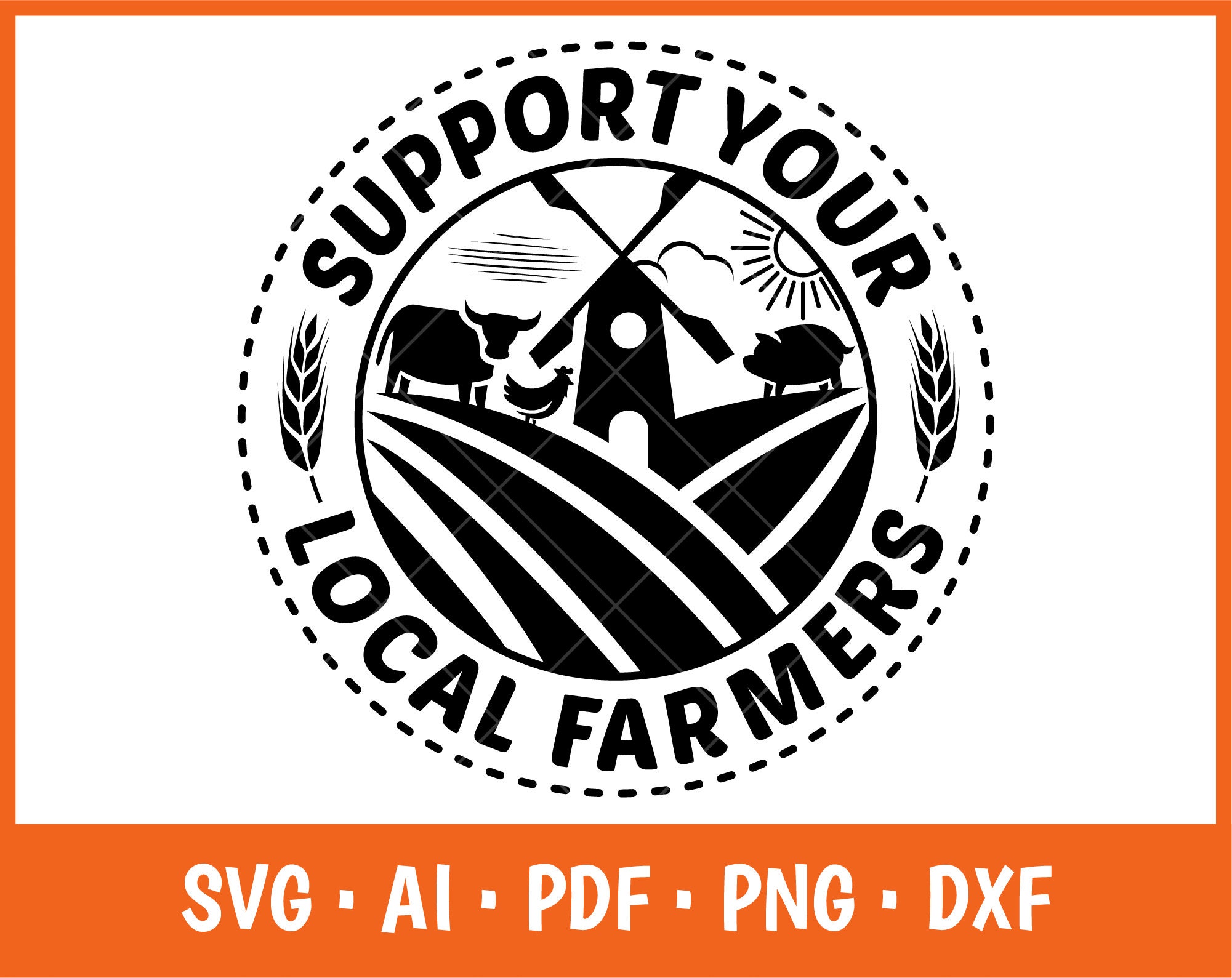 Support Your Local Farmers Svg, Cow Pig Chicken Farmers Market, Barn ...