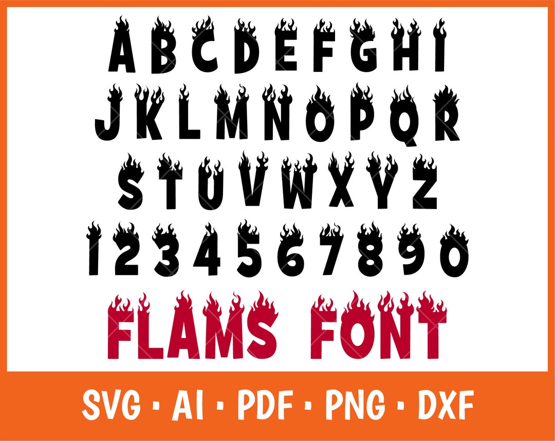 Flame Font Svg, Fire Font Svg Font for Cricut, Thrasher Font Svg ...