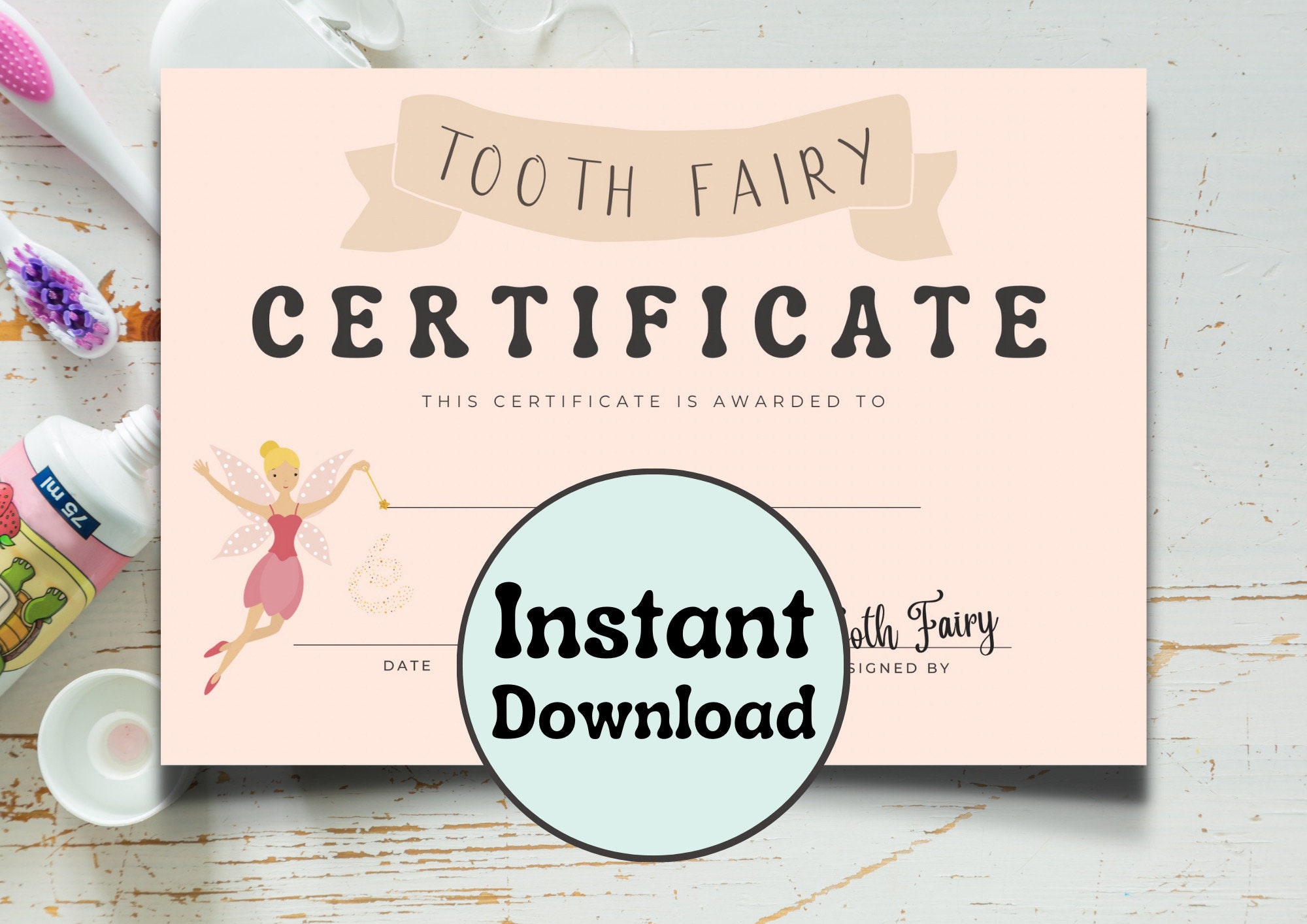 Tooth Fairy Certificate, Lost First Tooth, Digital Download - Etsy