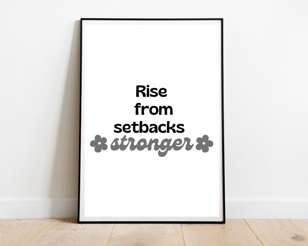 Positive Quotes Wall Art: Rise From Setbacks Stronger, Quote Wall Art ...