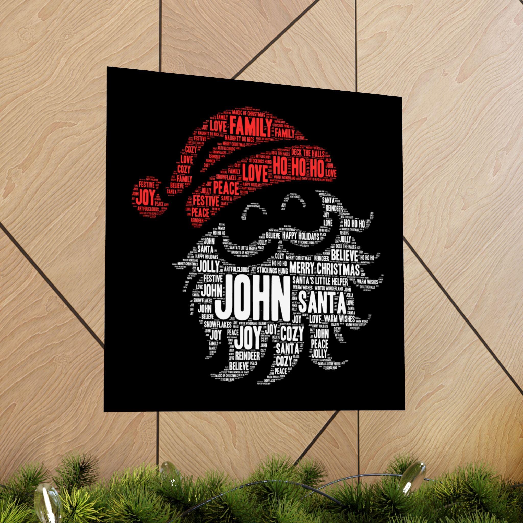 Personalized Christmas Word Cloud Santa Claus Poster, Digital Download ...