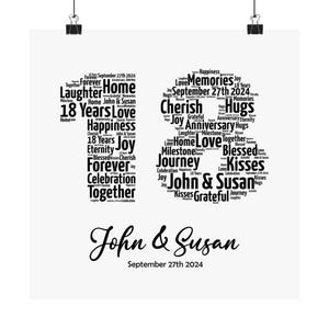 Personalized 18th Anniversary Word Art Unique Printable Gift for 18 ...