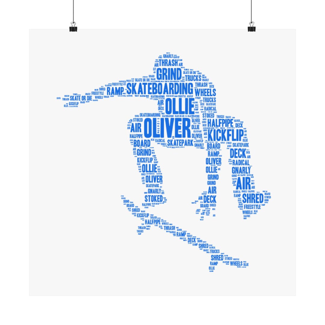 Personalized Skateboarder Word Art Print - Custom Wall Art Poster Gift ...
