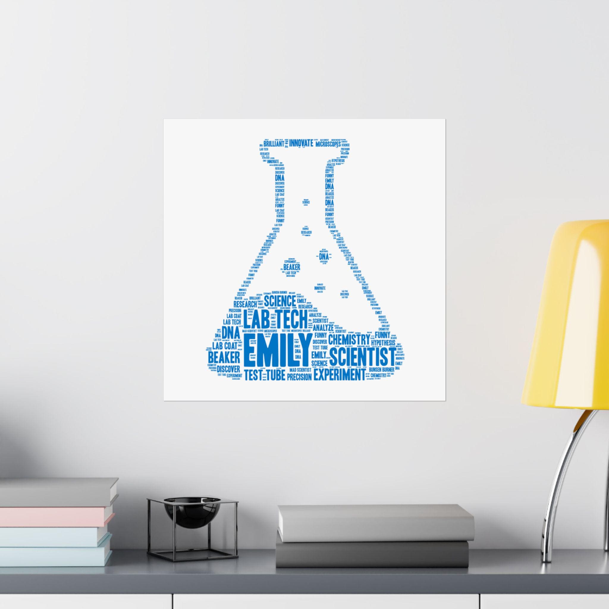 Personalized Scientist Word Art Gift - Custom Flask Chemistry Lab Tech ...
