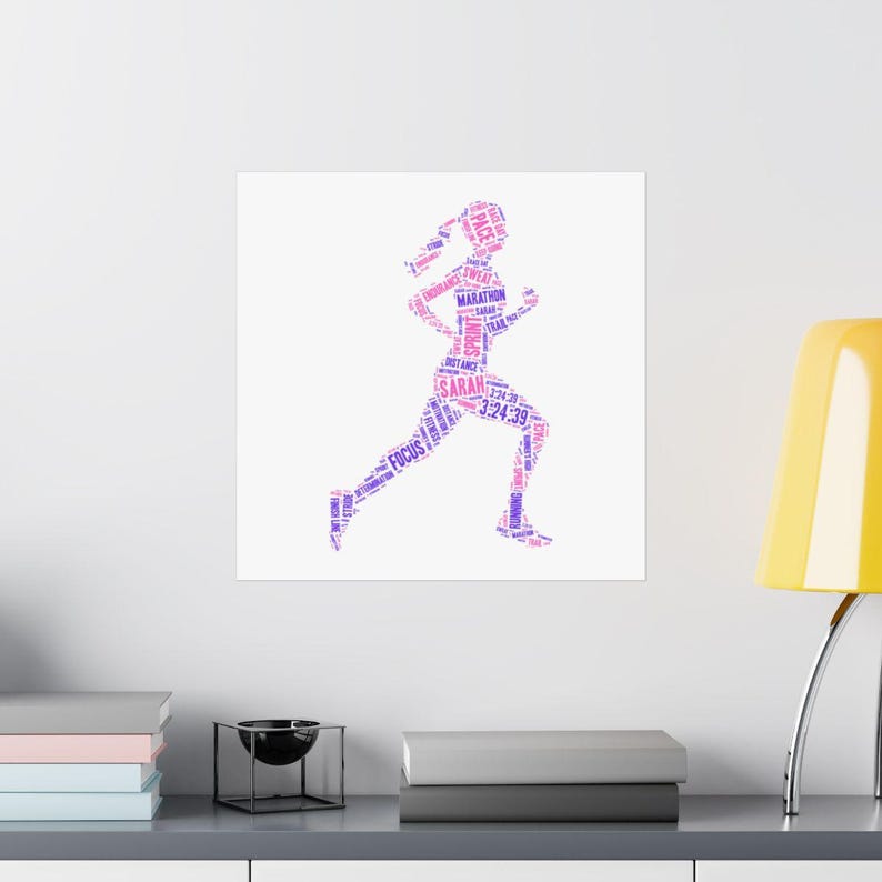 Personalized Running Girl Poster, Gift for Runners Word Art Print ...