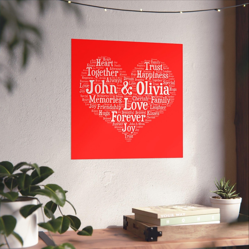 Personalized Heart Love Word Art Print - Custom Gift for Valentines Day ...