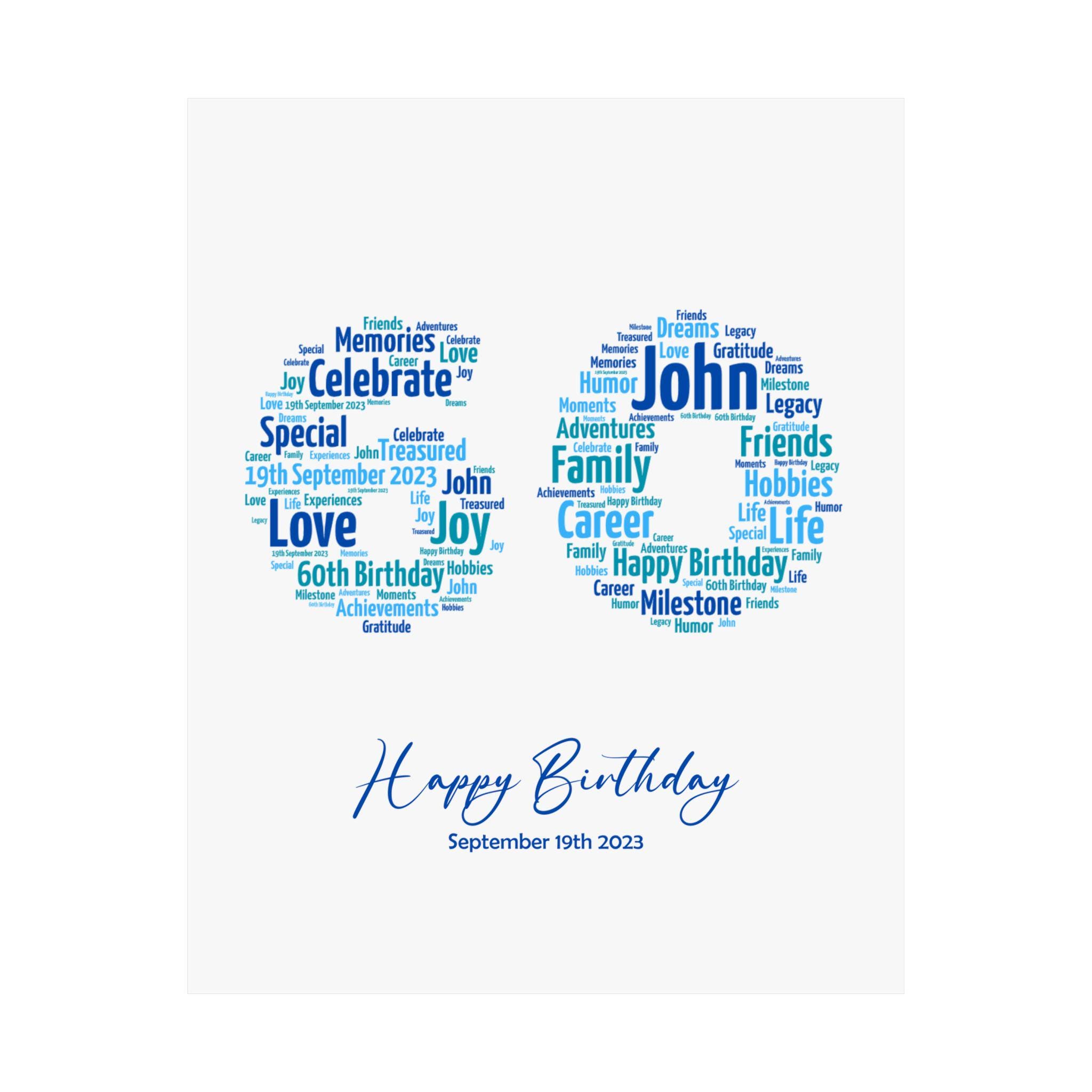 Personalized 60th Birthday Word Art | Custom Printable Art | Gift Idea ...