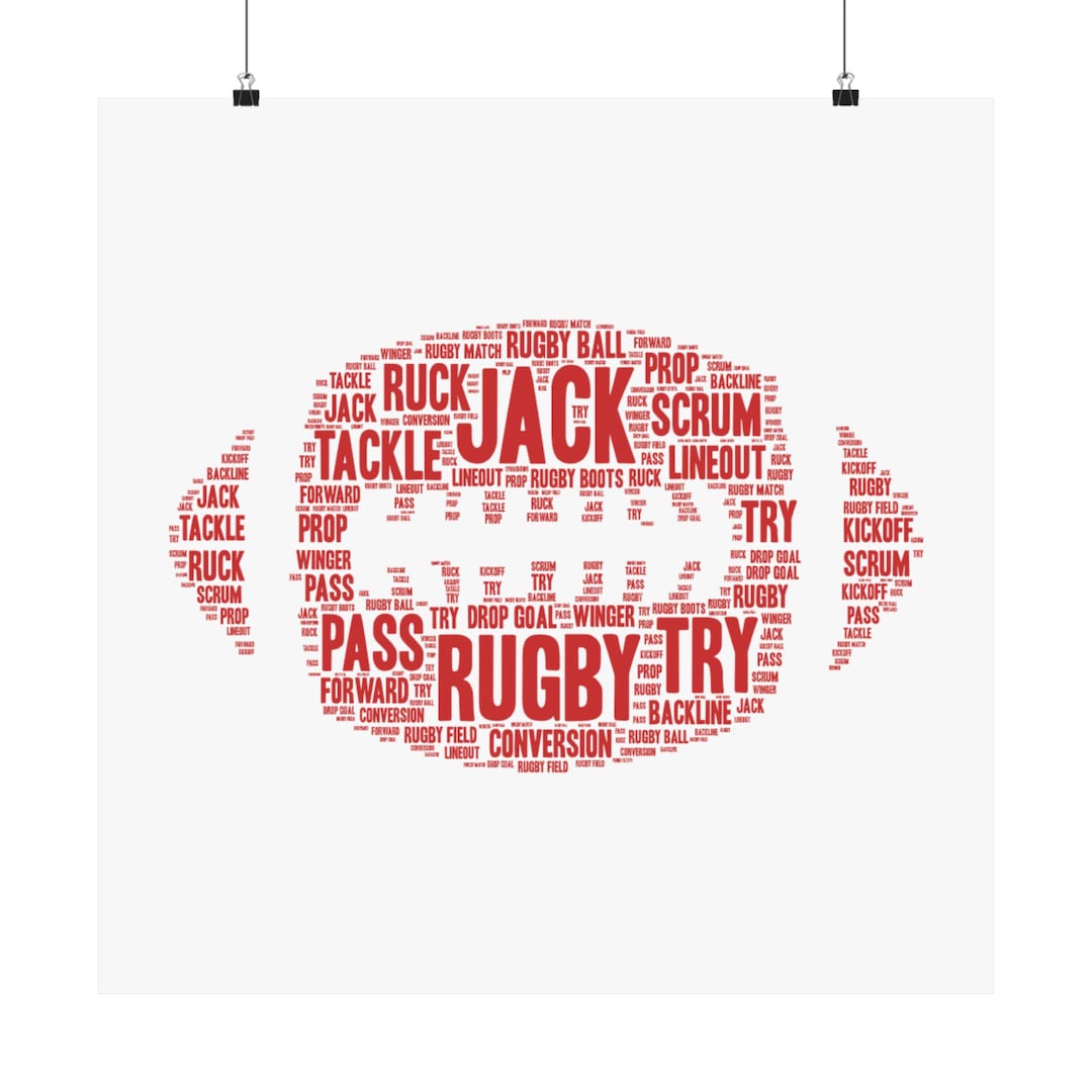 Personalized Rugby Player Word Art Print Gift | Rugby American Football ...