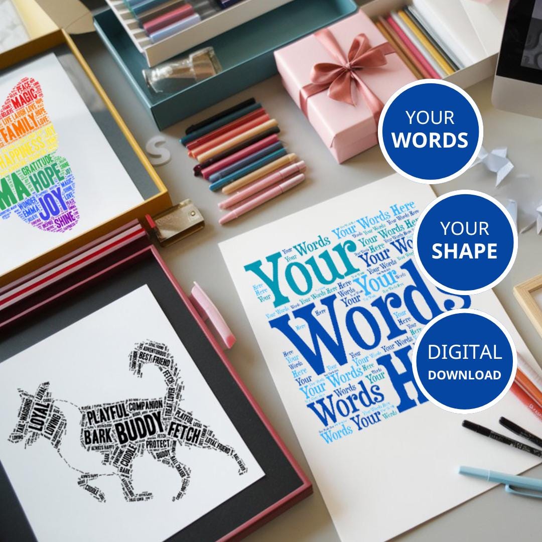 Personalized Word Art Gift Digital Print - Any Shape, Any Words, Any ...