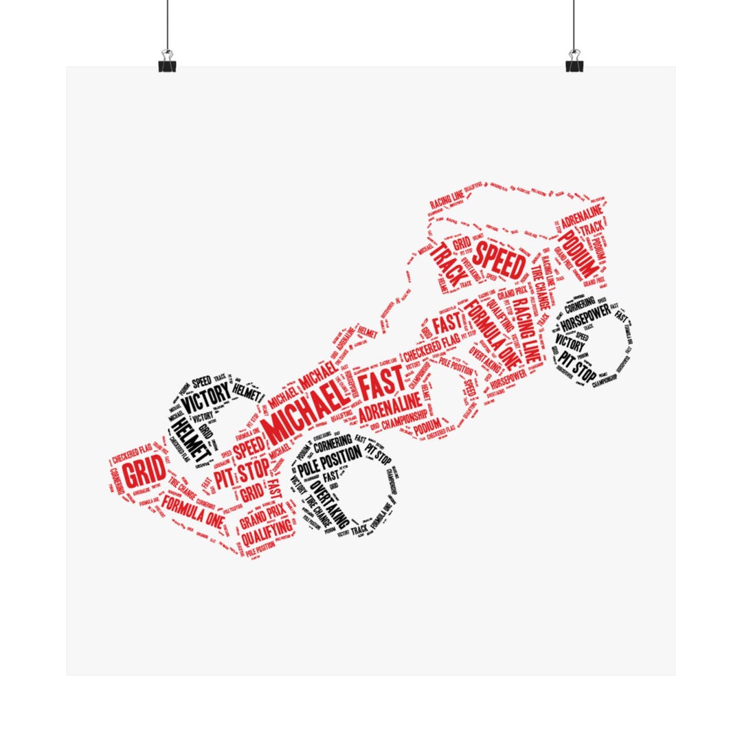 Personalized Formula One Car Word Art – Custom F1 Wall Art, Racing Fan ...
