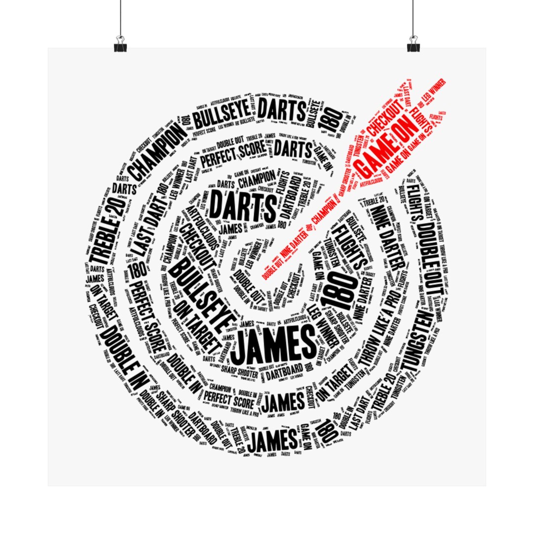 Personalized Darts Word Art Print - Custom Gift for Darts Players - Etsy