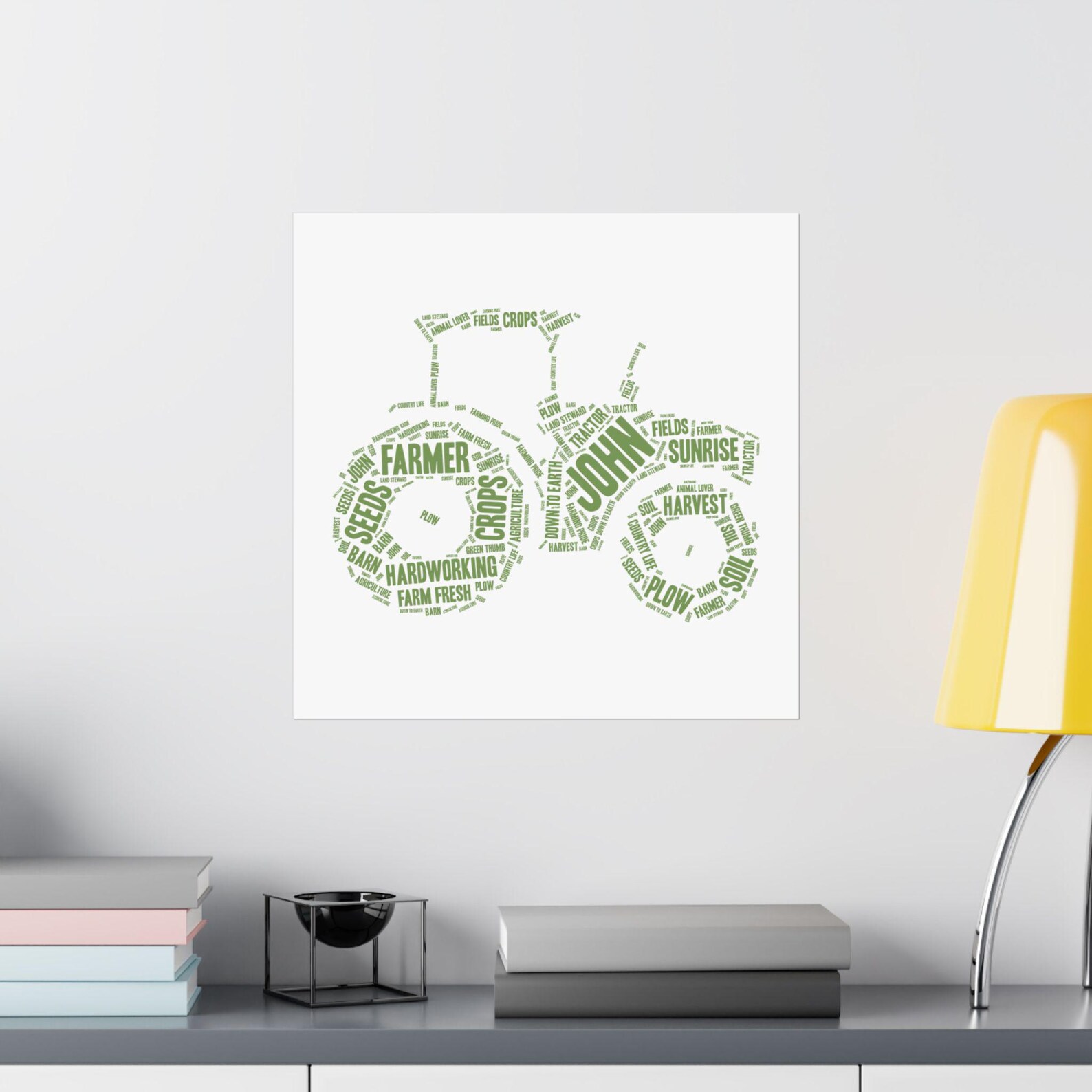 Personalized Farmer Word Art Print - Custom Tractor Wall Art Gift for ...