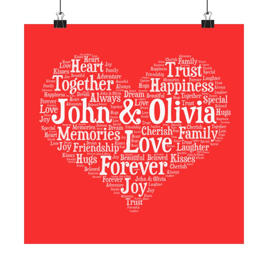 Personalized Heart Love Word Art Print - Custom Gift for Valentines Day ...