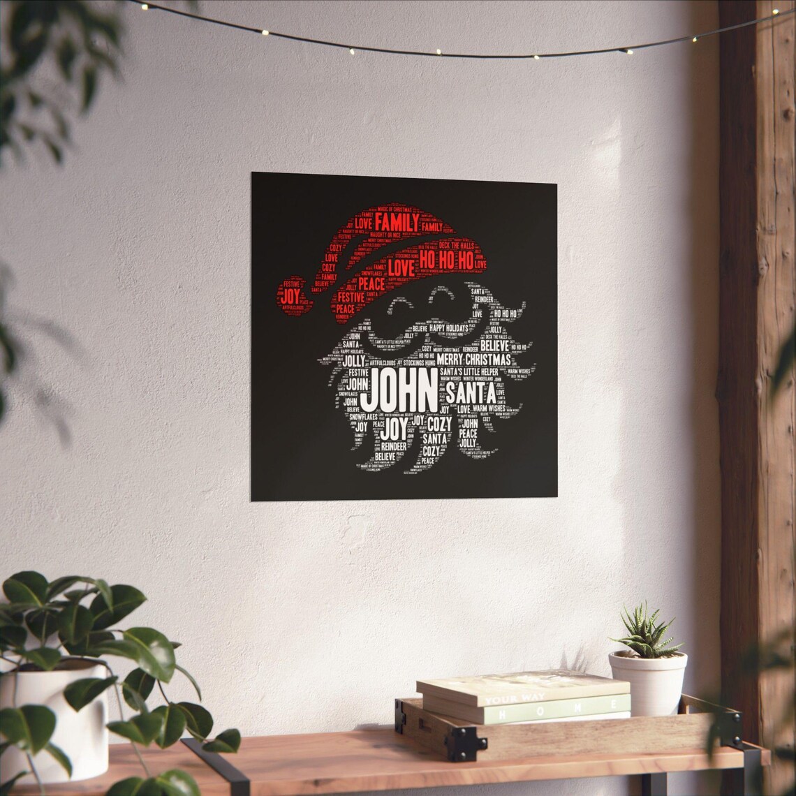 Personalized Christmas Word Cloud Santa Claus Poster, Digital Download ...