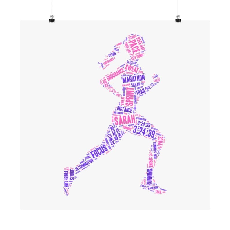 Personalized Running Girl Poster, Gift for Runners Word Art Print ...