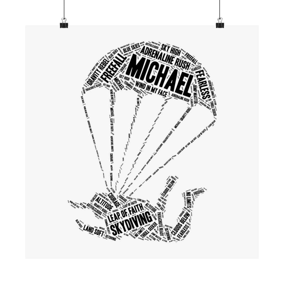 Personalized Skydiving Word Art Gift - Custom Parachute Wall Art ...