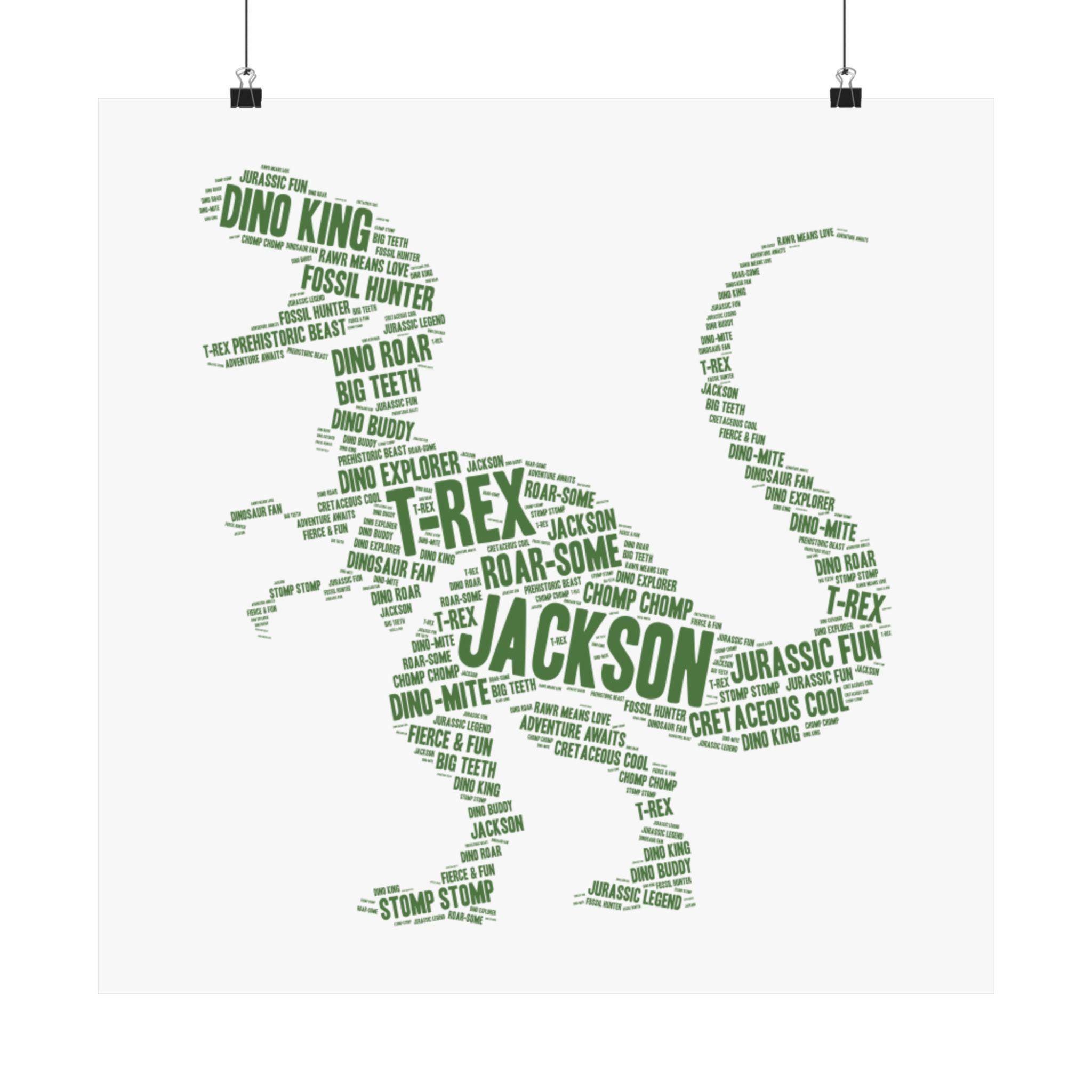 Personalized T-rex Word Art Print: Custom Dinosaur Gift (digital ...