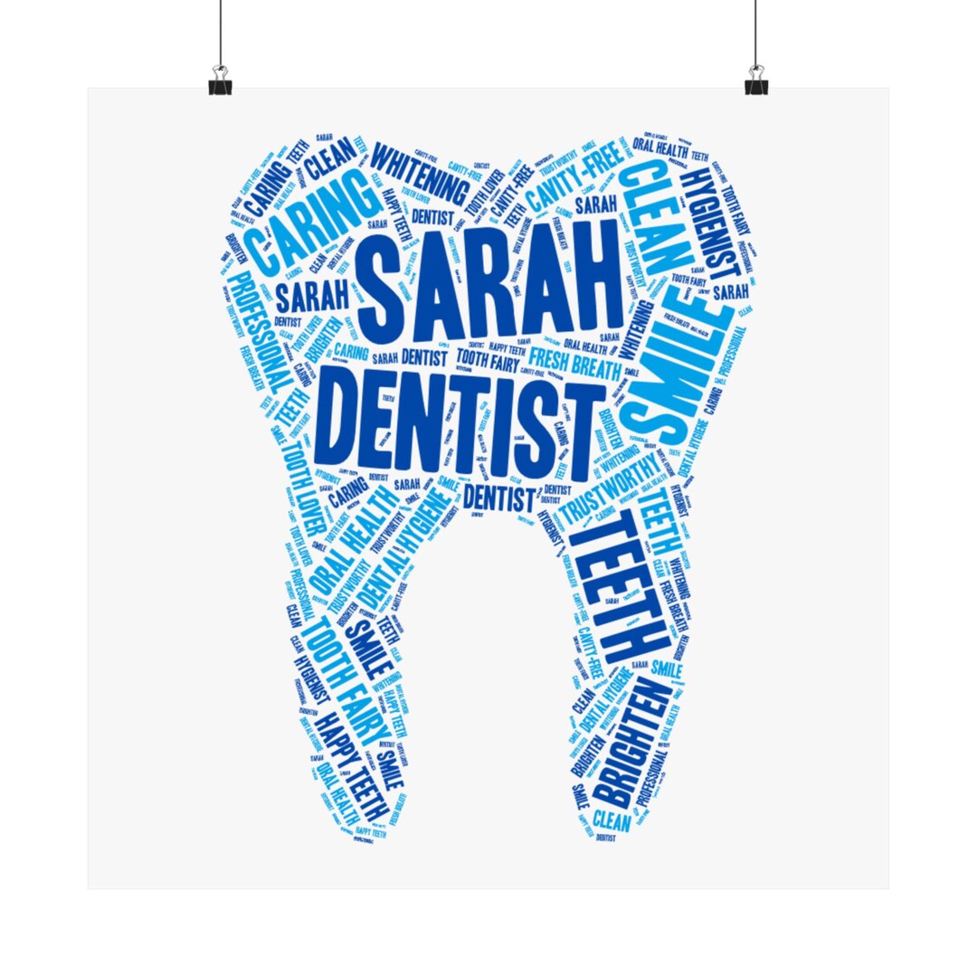 Personalized Dentist Wall Art - Custom Tooth Word Art for Dental ...