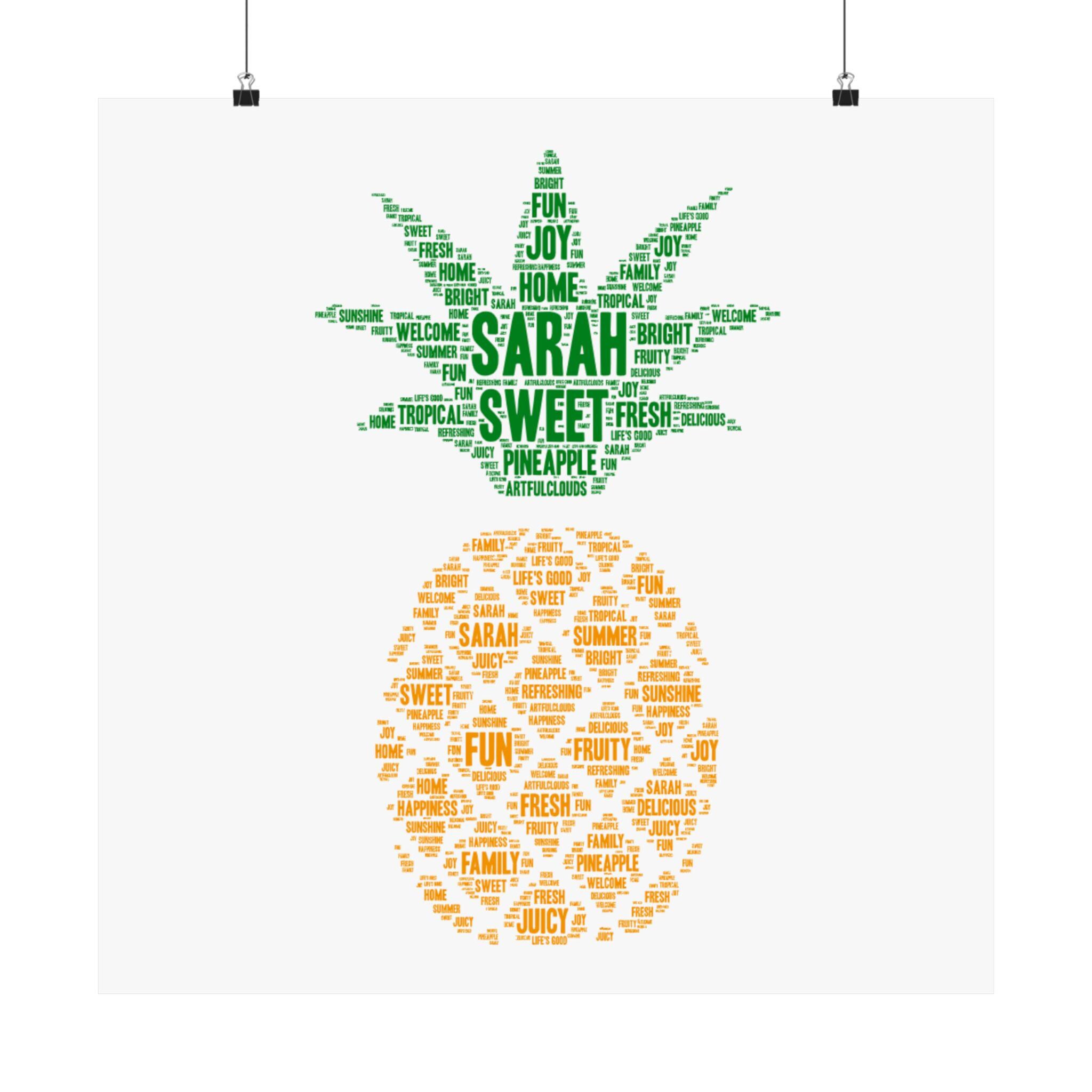 Personalized Pineapple Word Art Print - Custom Gift for Housewarming ...